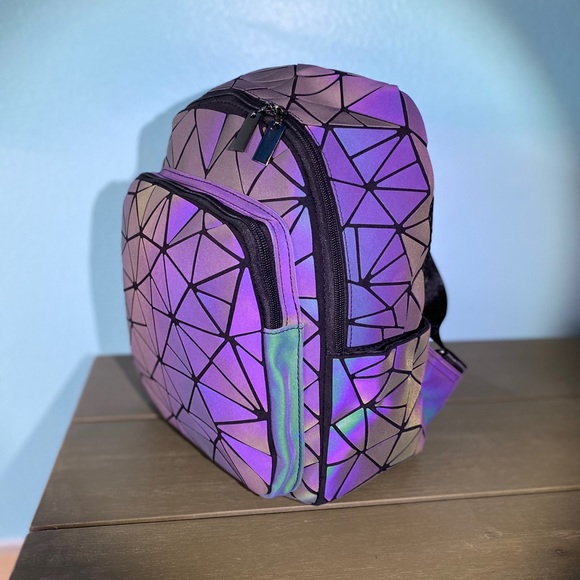 Bags | Luminous Reflective Multicolor Geometric Backpack | Poshmark